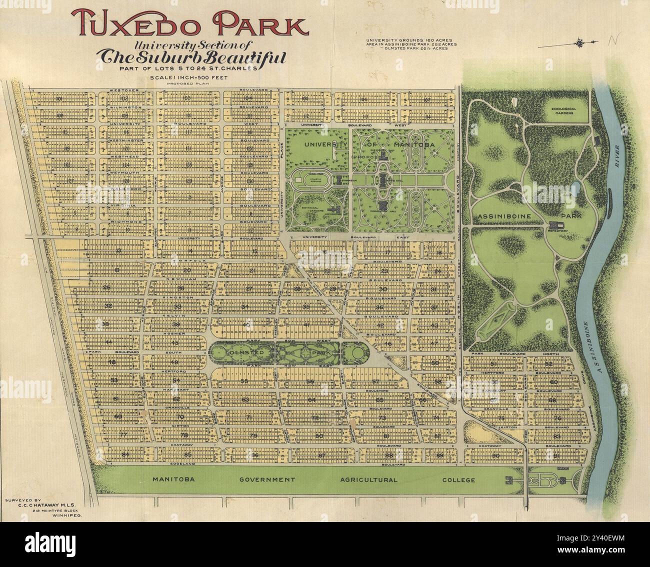 Vintage Map, suburban lots development of Tuxedo Park, University ...