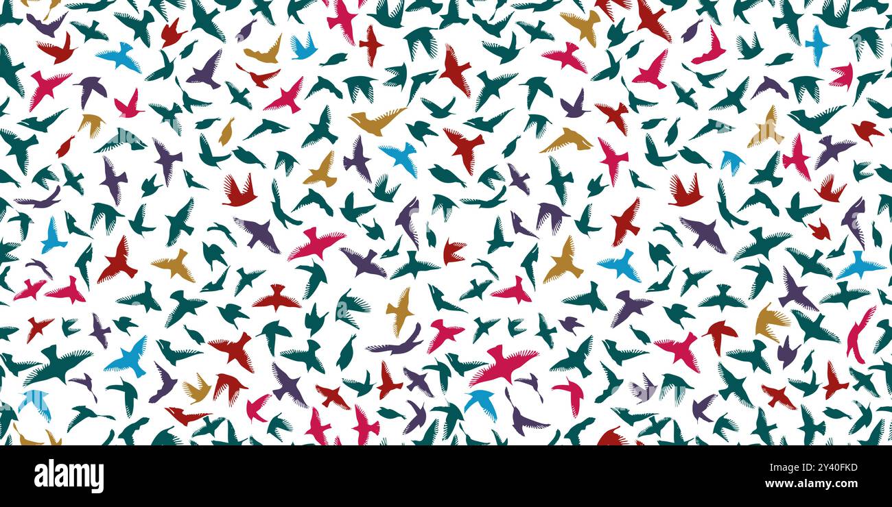 Seamless background colored birds. hand drawing. Not AI. Vector ...
