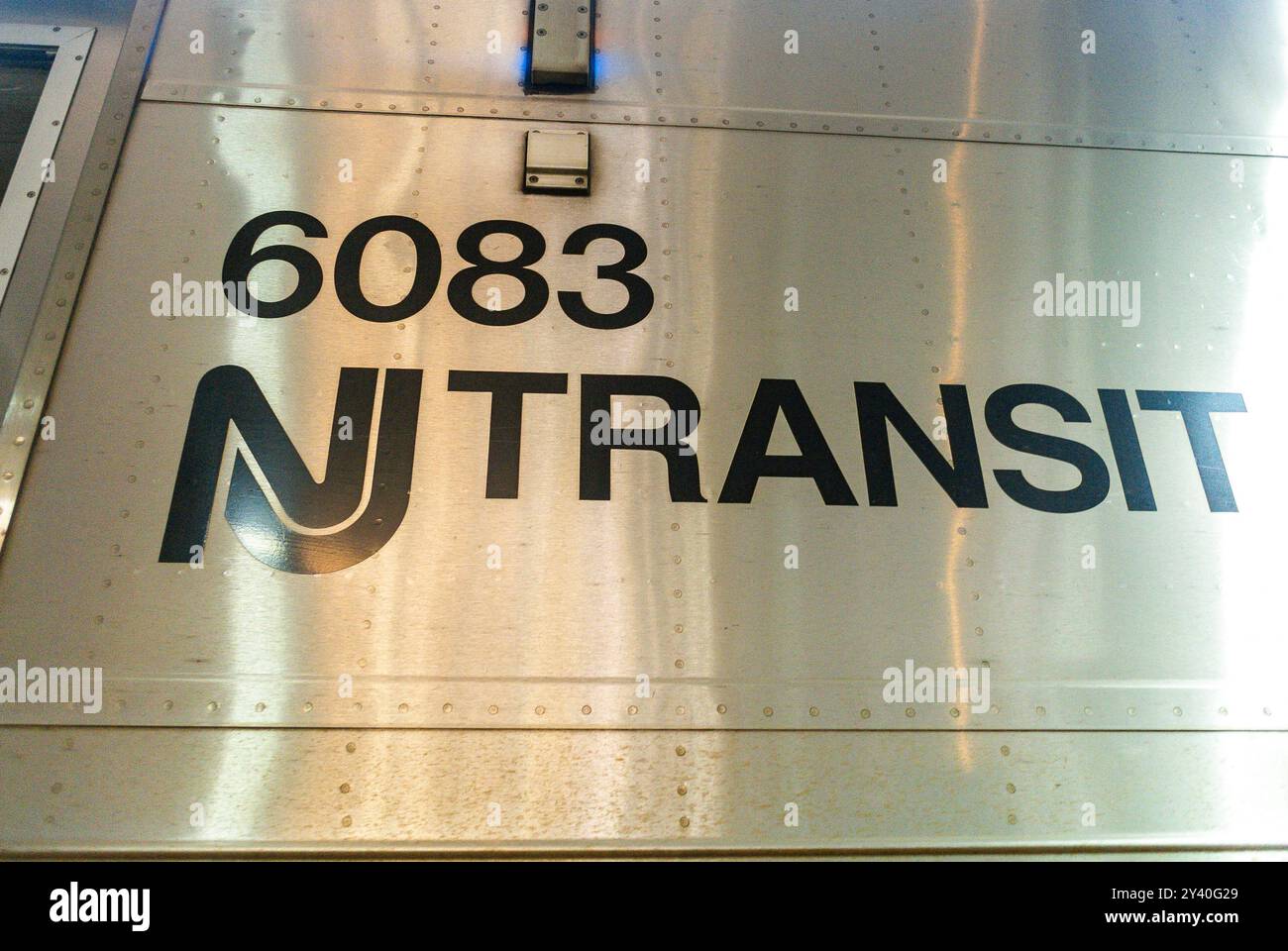 Hoboken, New Jersey, USA, Suburbs, Close up, Sign, Logo, N.J. Transit ...