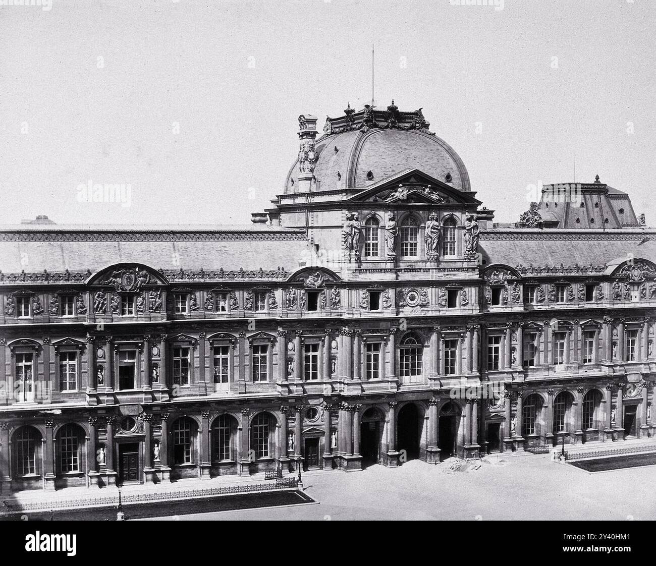 This elevated view highlights the intricate architecture of the Louvre ...