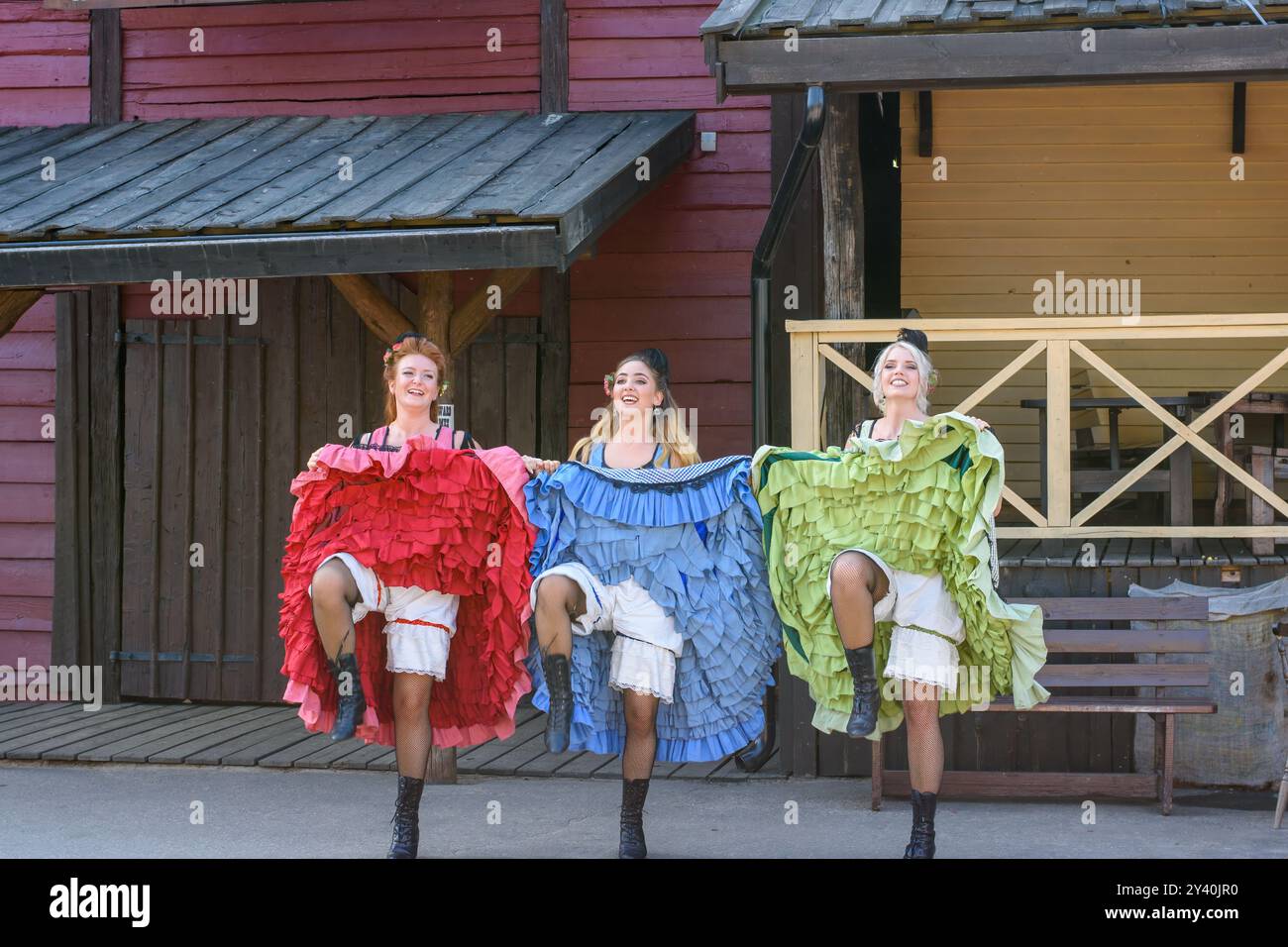 three female dancing cancan Stock Photo - Alamy