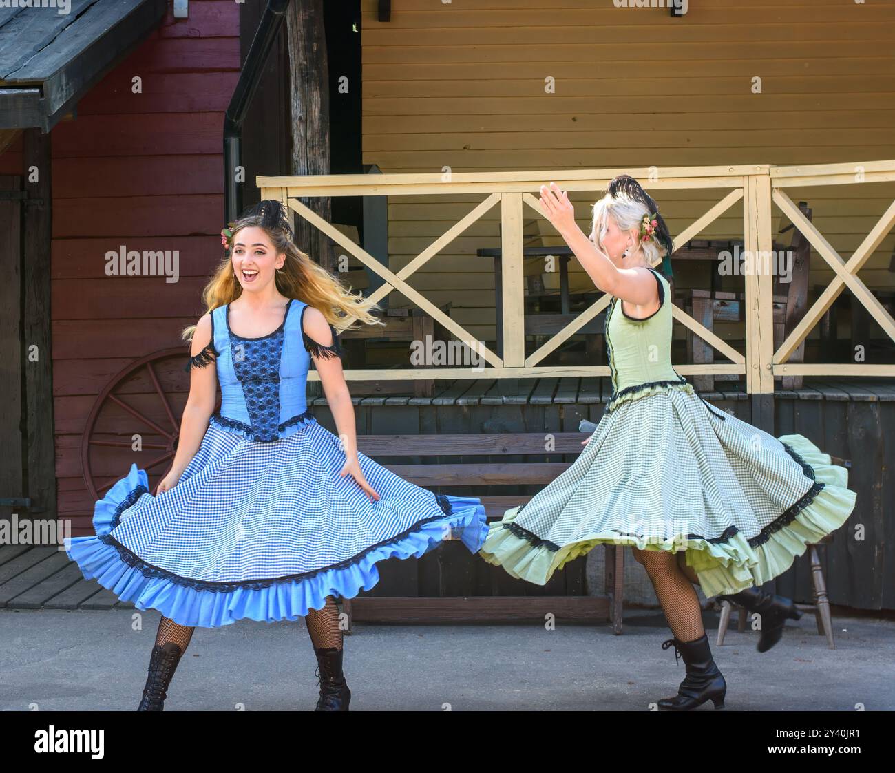 two female dancing cancan Stock Photo - Alamy