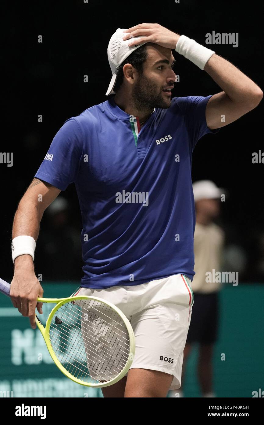 Bologna, Italy. 15th Sep, 2024. Matteo Berrettini reacts during 2024 ...