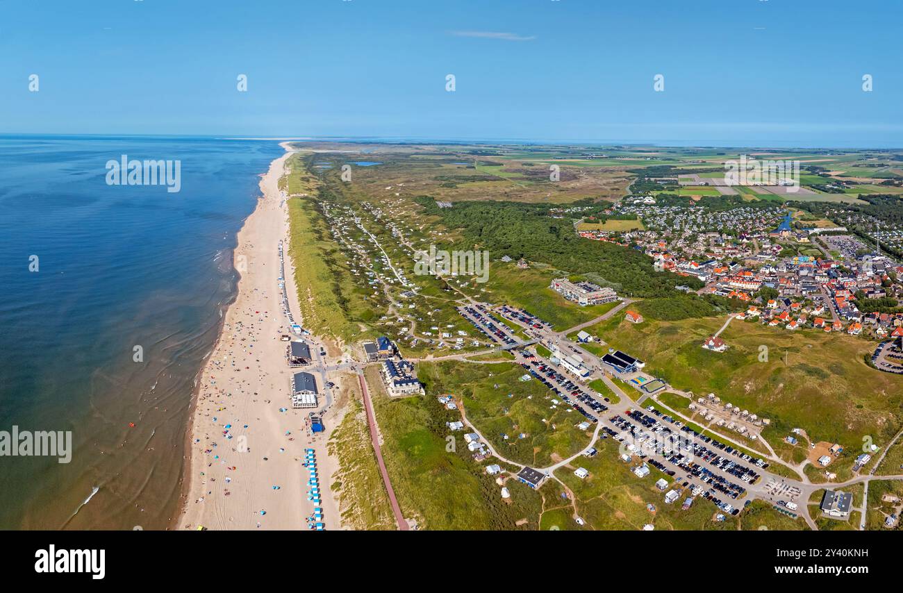 Aerial panorama from the village De Koog on Texel Island in the ...