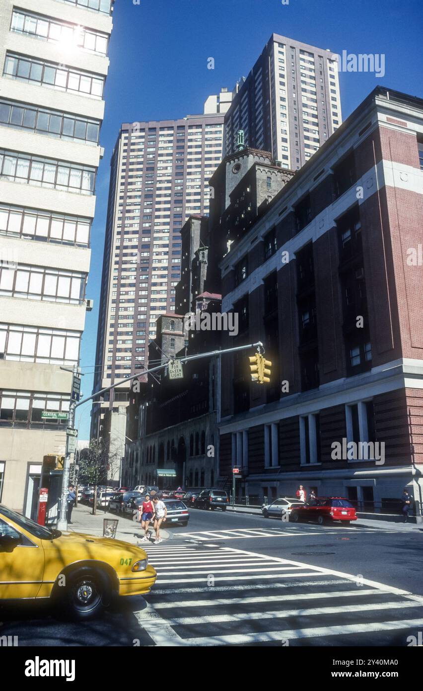 1994 archive photograph of view down West 63rd Street from Central Park ...