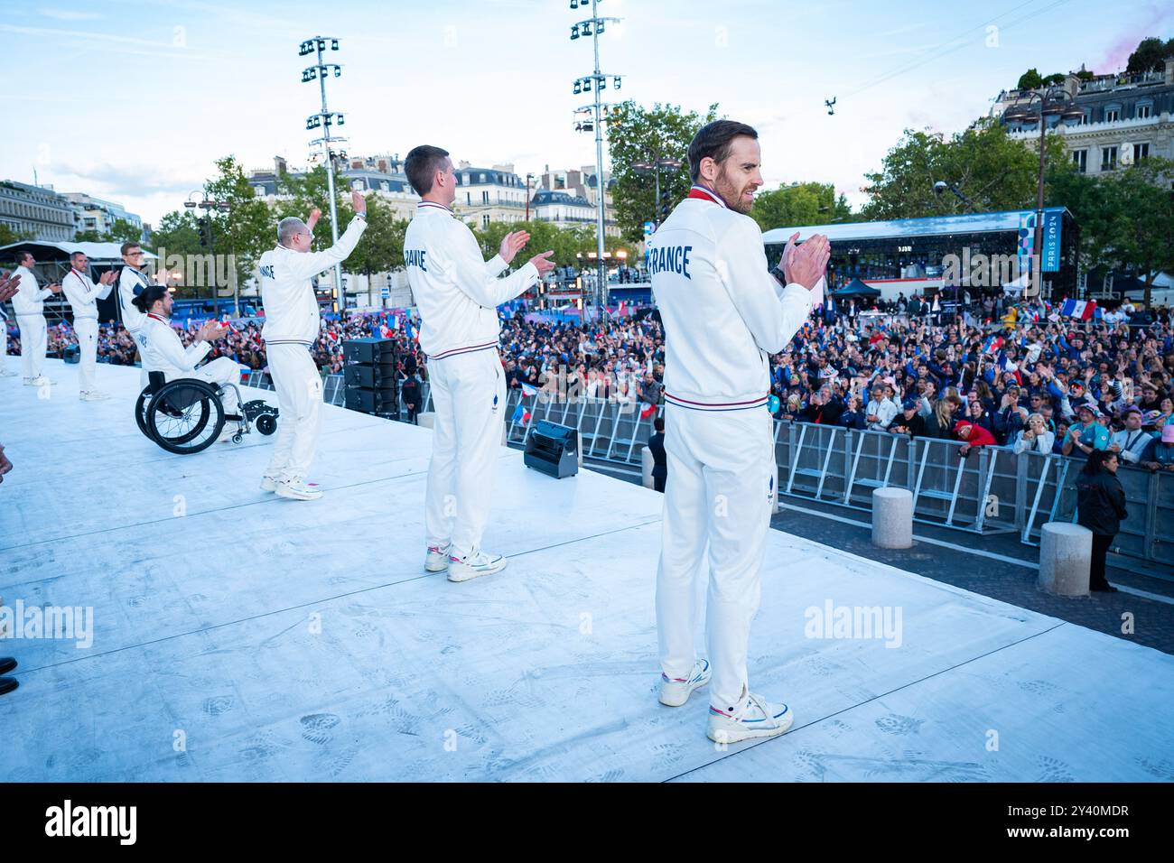 Paris, France. 14th Sep, 2024. French athletes during the parade of ...