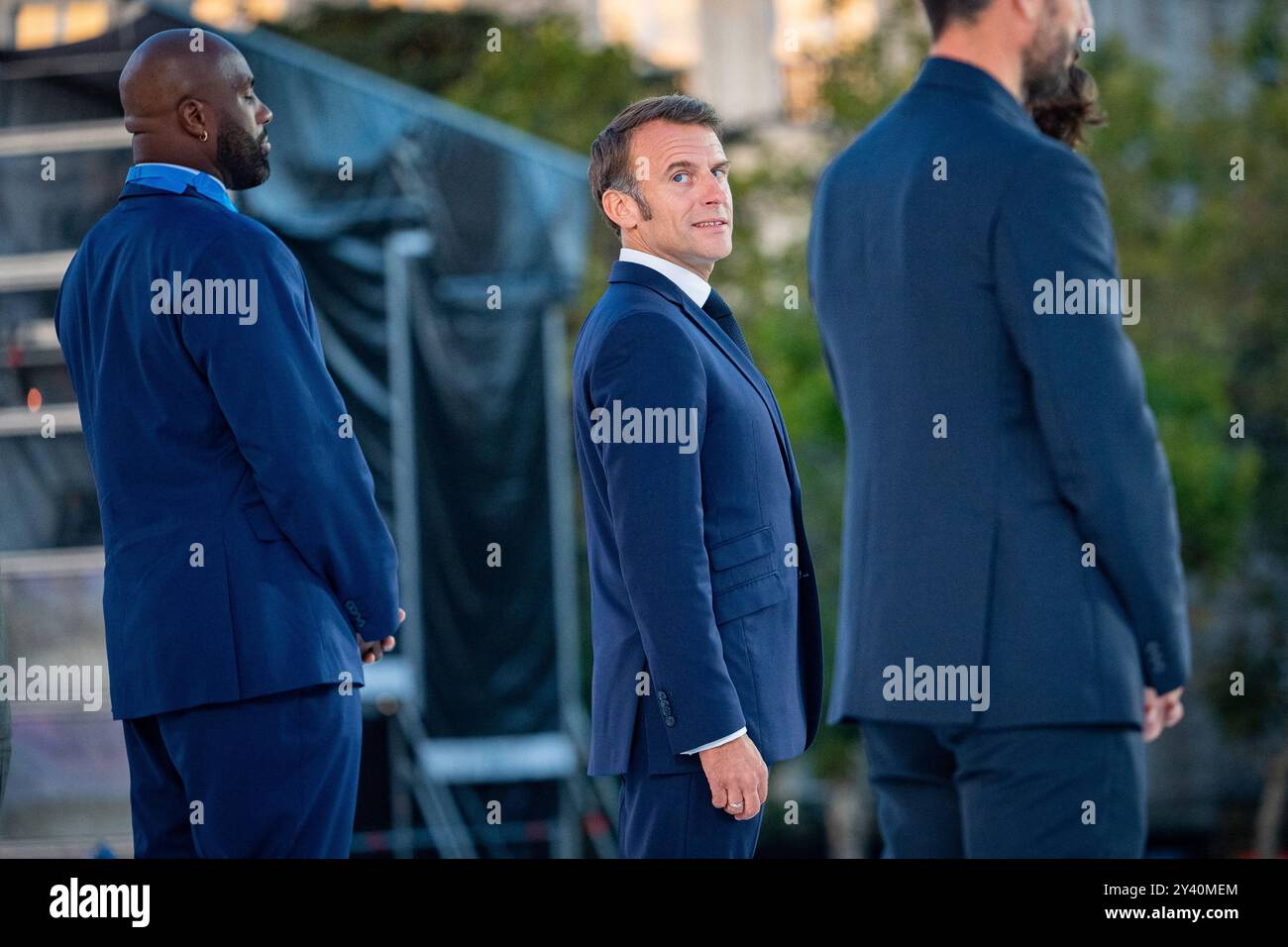 Paris, France. 14th Sep, 2024. French President Emmanuel Macron during ...