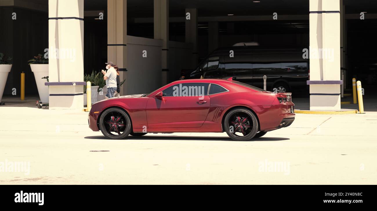 Miami Beach, Florida USA - April 15, 2021: red Chevrolet Camaro modern ...