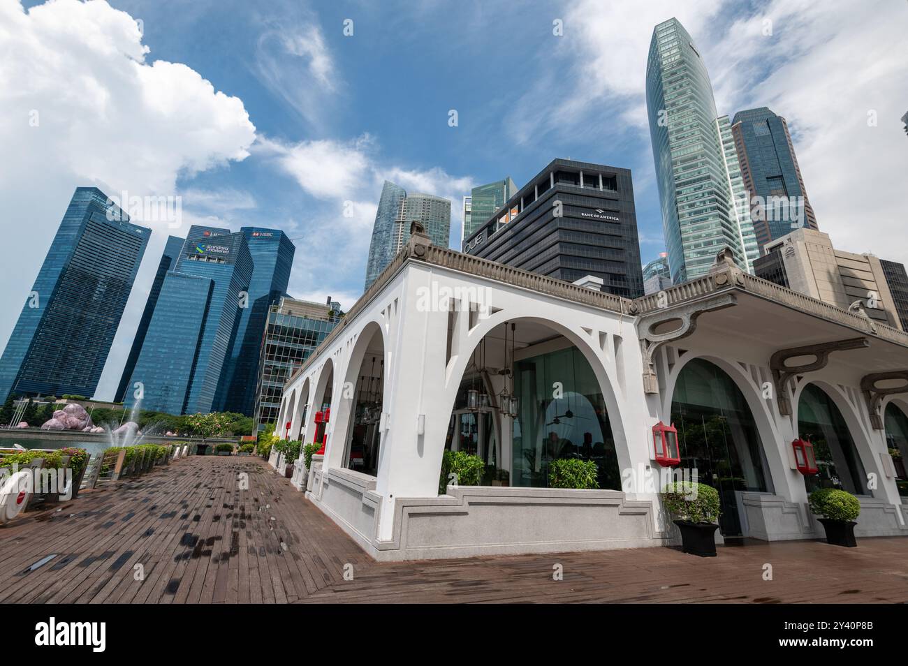 Clifford Pier and Customs House near the Singapore financial district ...