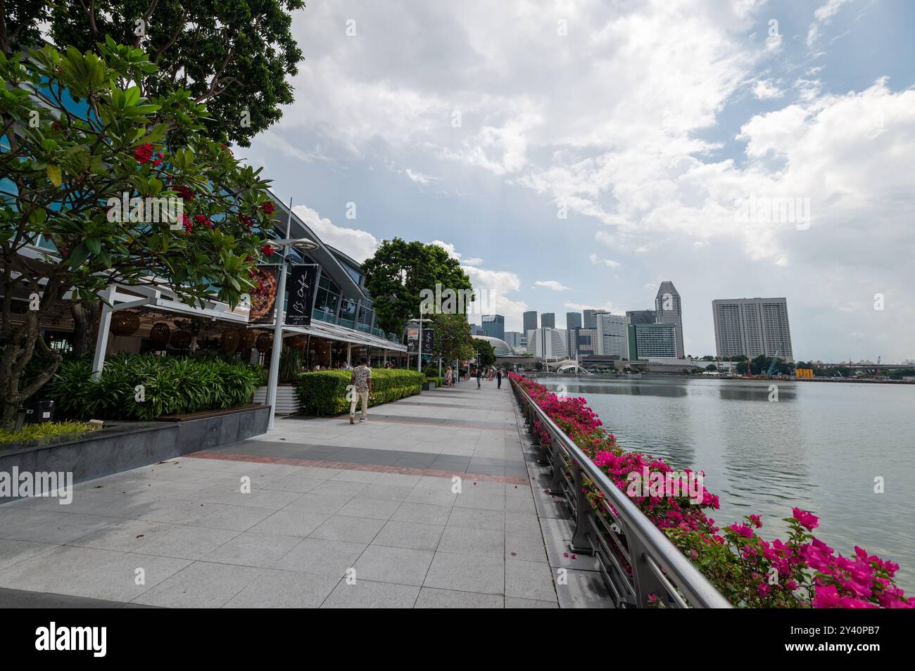 The wide pedestrian Bayfront near the OneFullerton, a two-storey ...