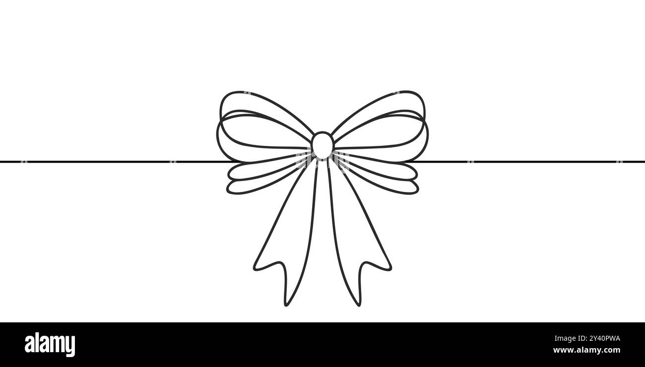 Continuous line drawing of decorative ribbon bow. Vector illustration ...