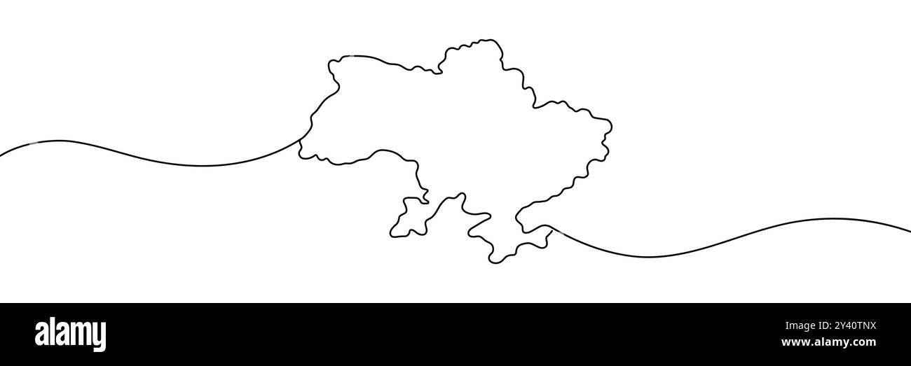Vector map Ukraine Continuous one line drawing. Outline map. Isolated ...