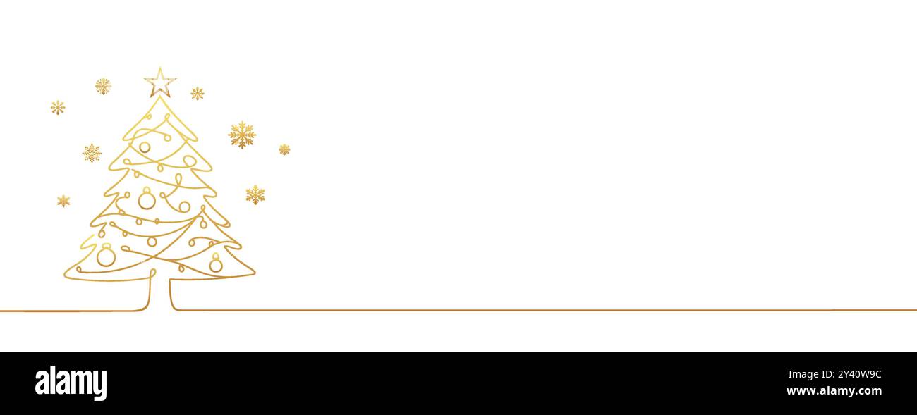 Christmas pine fir tree. Continuous one line drawing. Vector ...