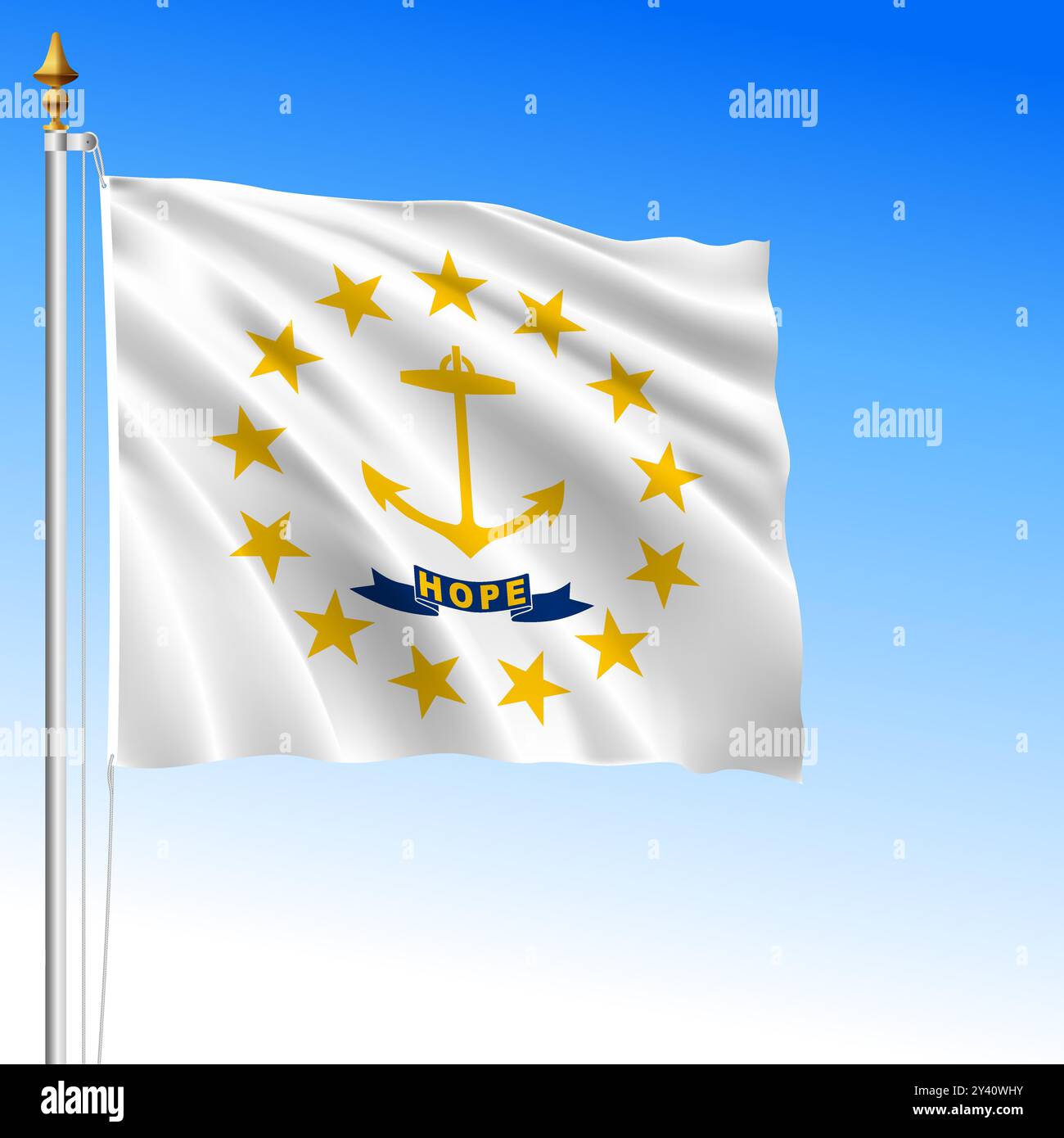 Rhode Island federal state waving flag, United States, vector ...
