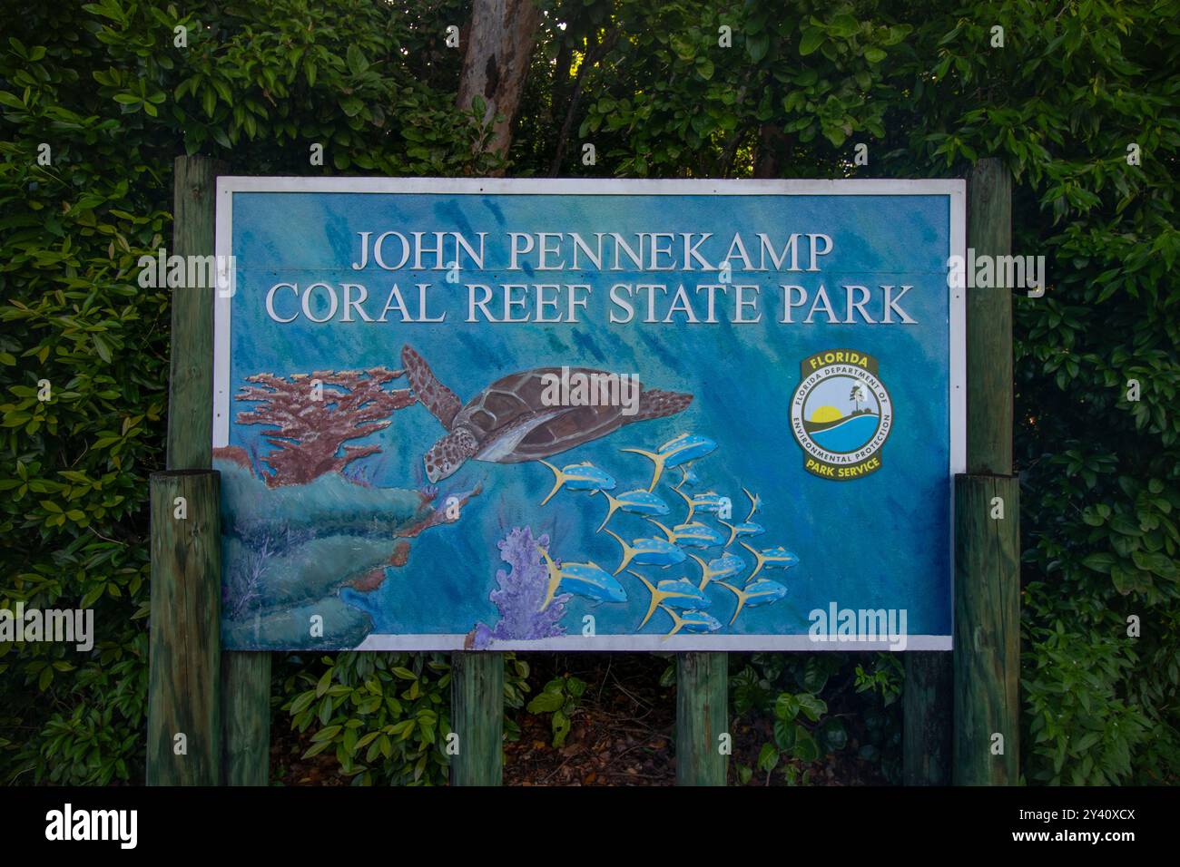 The entrance sign to John Pennekamp Coral Reef State Park In Key Largo ...