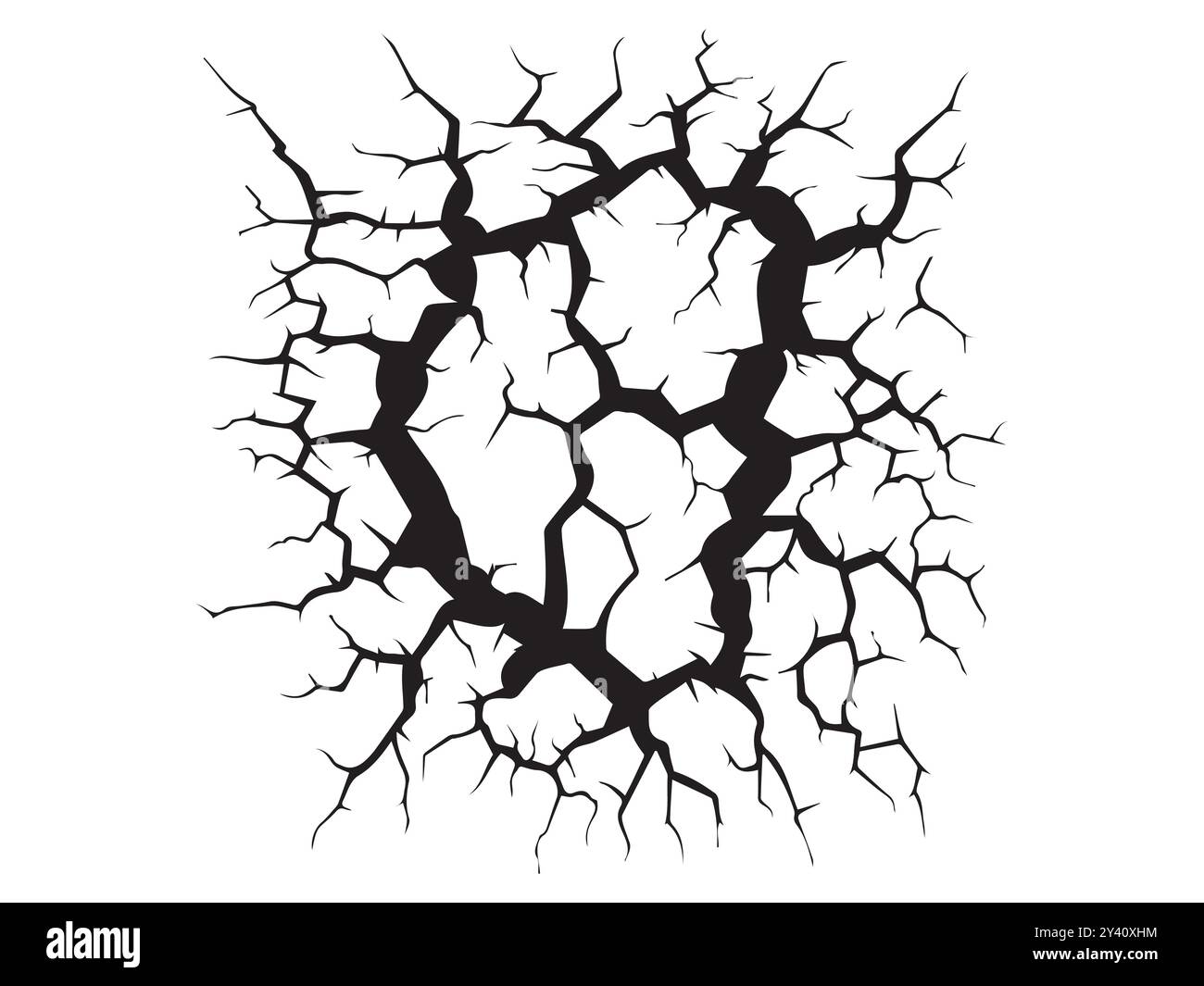 Black silhouette of a crack isolated on a white background. Concept of ...
