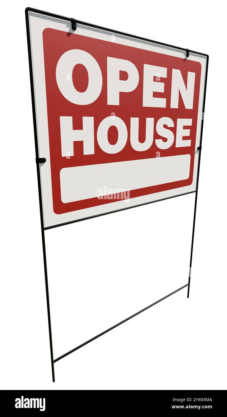 Right Facing Open House Real Estate Yard Sign Isolated on a White ...