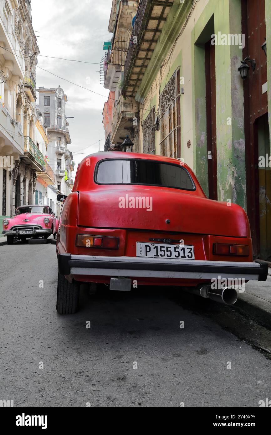 713 Rear view, red European classic car -British Ford from 1951 to 1956 ...