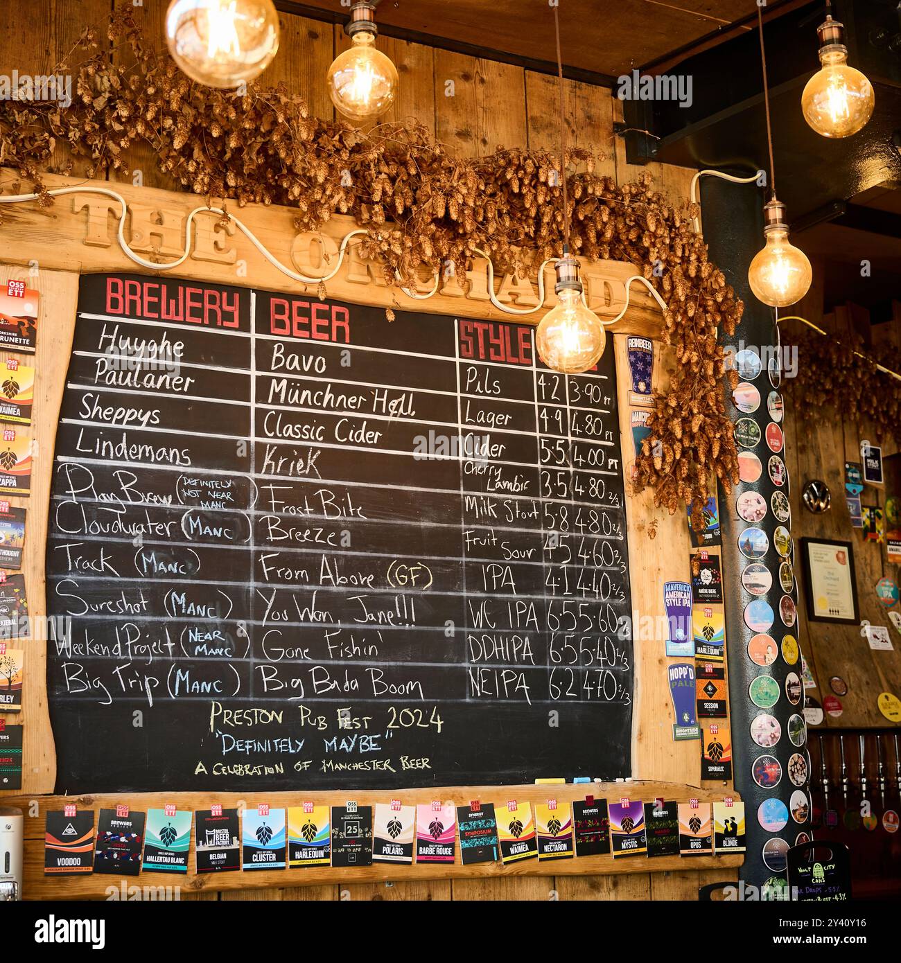Beer guide chalkboard in real ale bar Stock Photo - Alamy