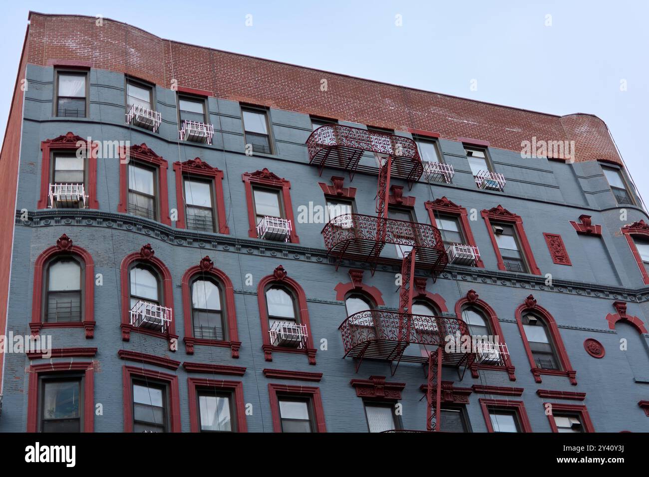 New York, United States -September 15,2024: Urban building facade with ...