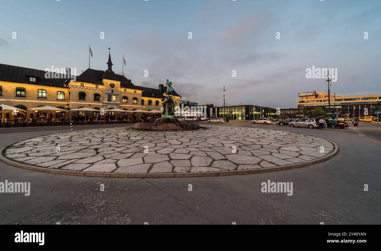 Uppsala, Uppland - Sweden - 07 27 2019 Facade of the Railway station ...