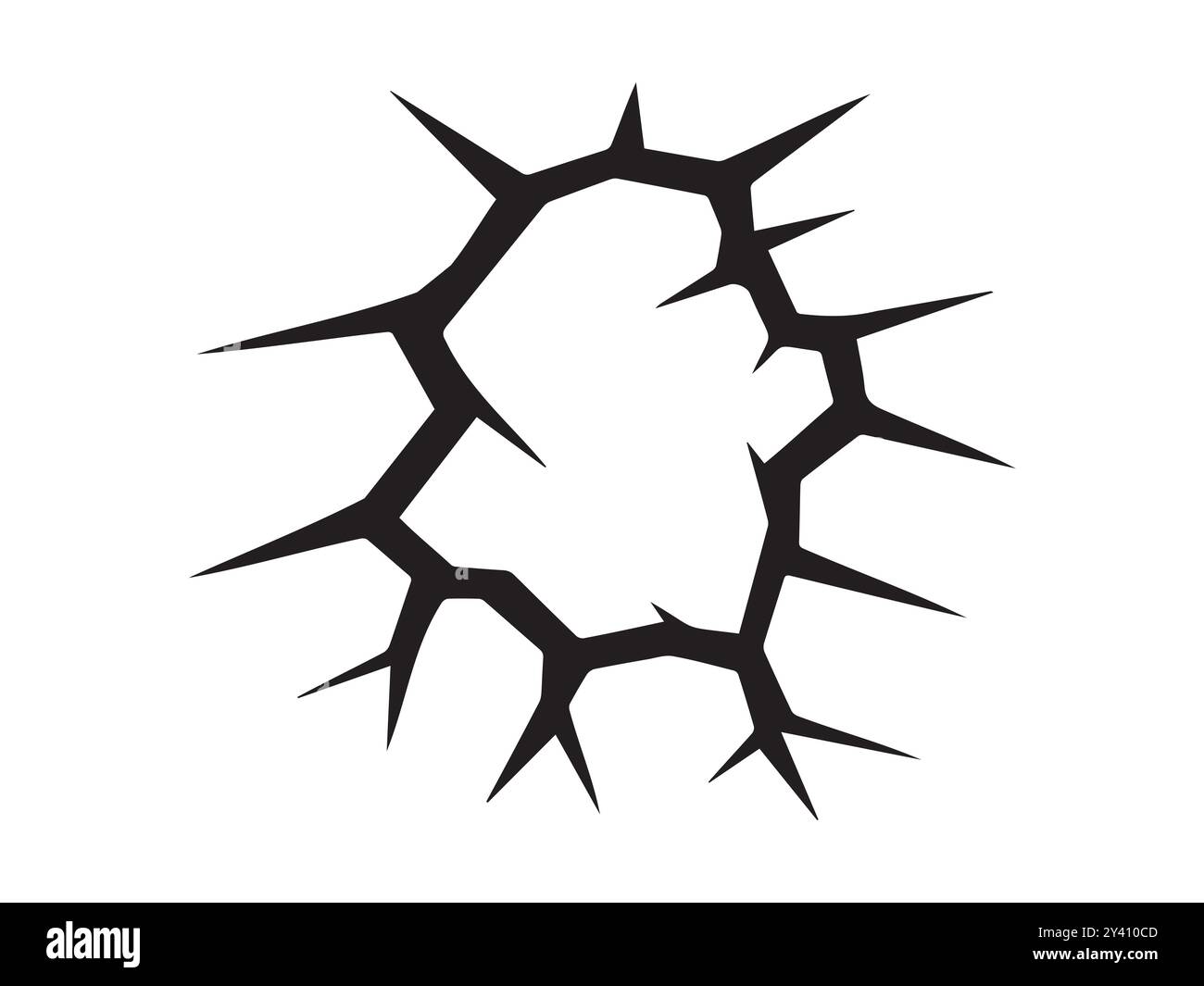 Black silhouette of a crack isolated on a white background. Concept of ...