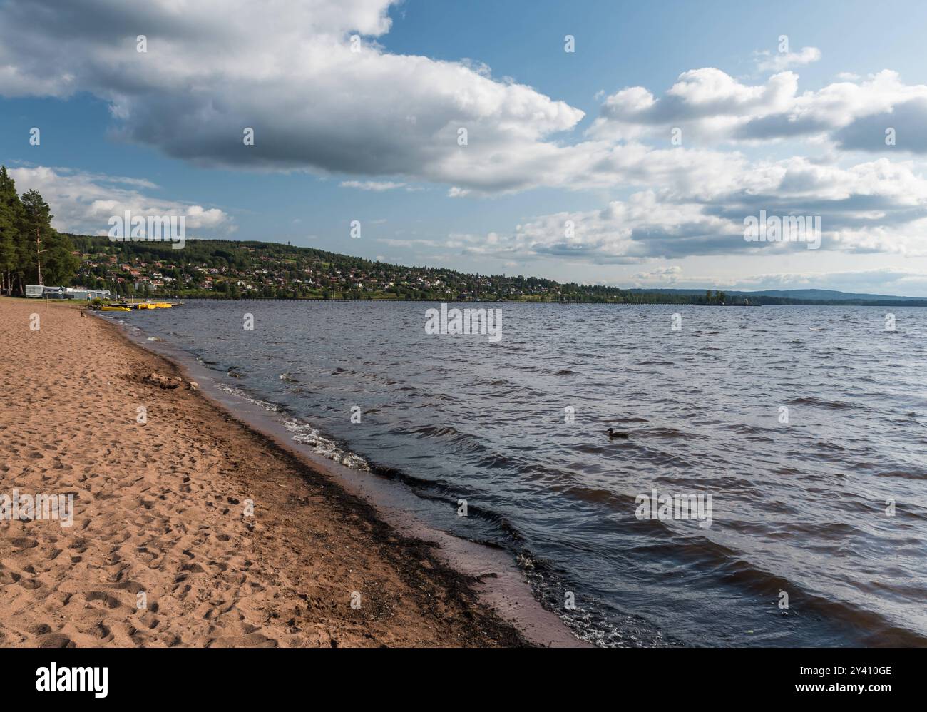 Rattvik, Dalarna - Sweden - 08 05 2019 The sandy beach of the Siljan ...