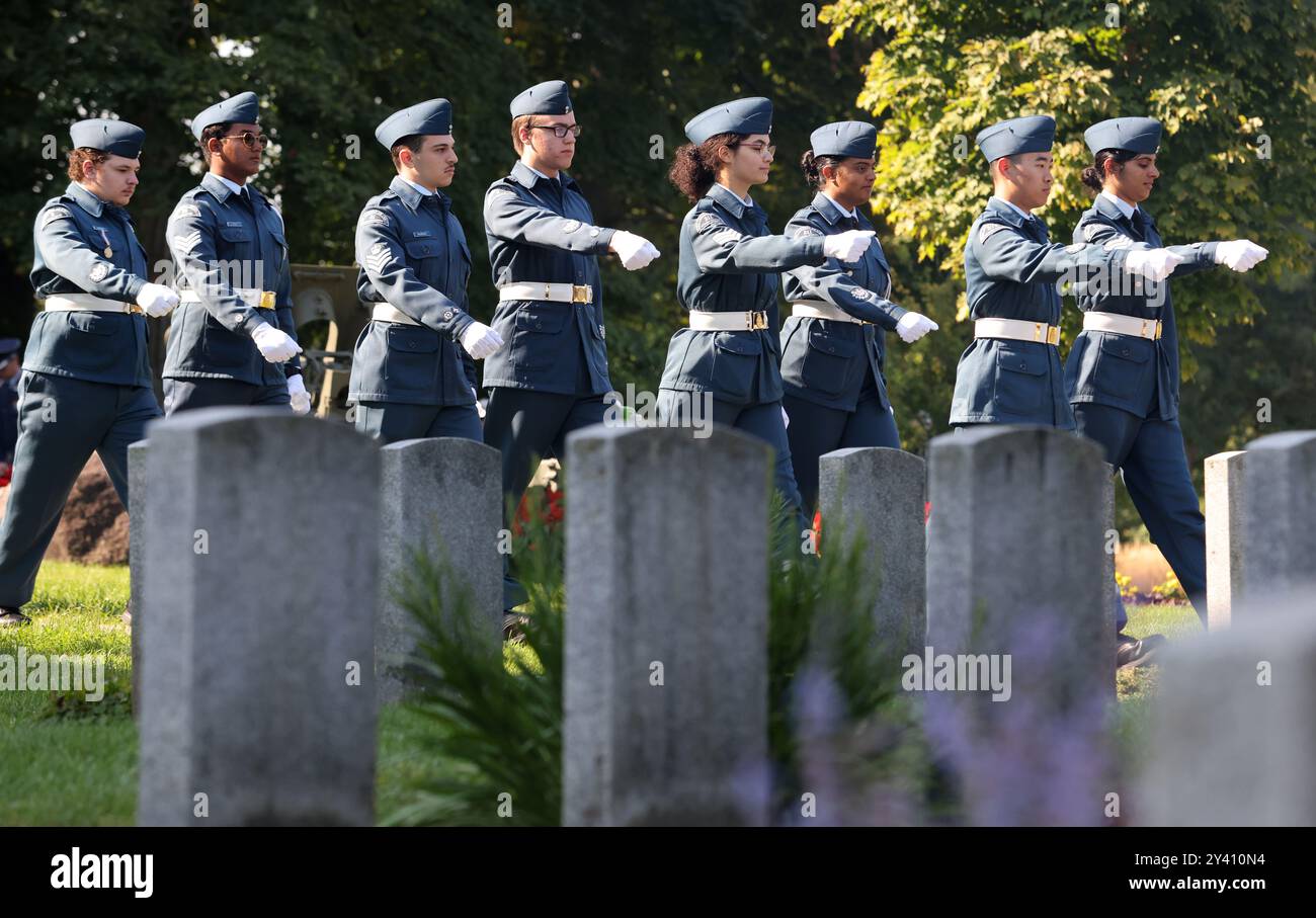 Ottawa, Canada. 15th Sep, 2024. Air cadets arrive at a ceremony marking ...