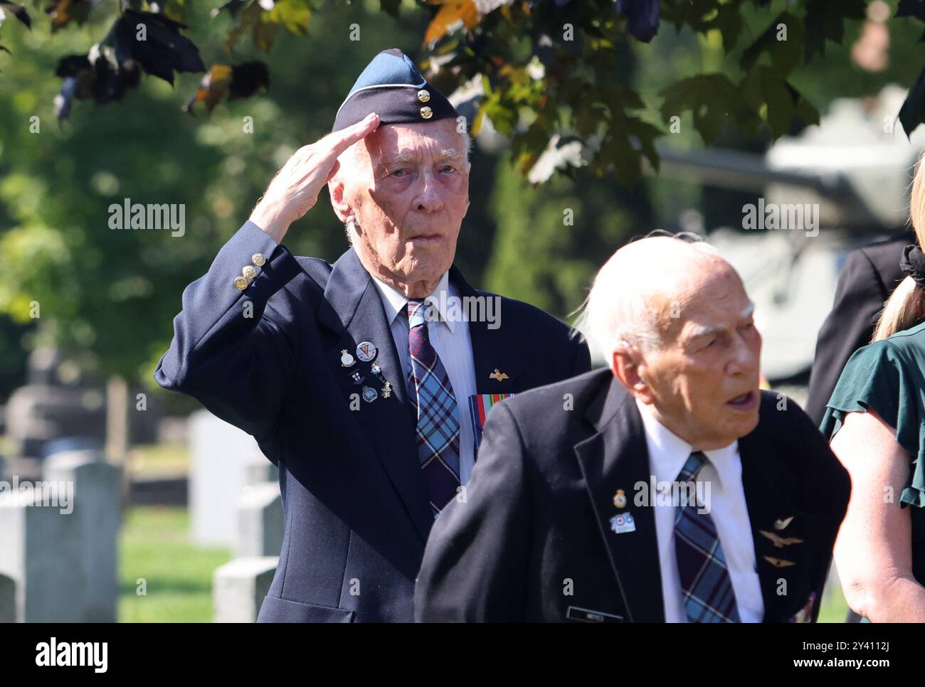 Ottawa, Canada. 15th Sep, 2024. Veteran Desmond Peters, left, who ...