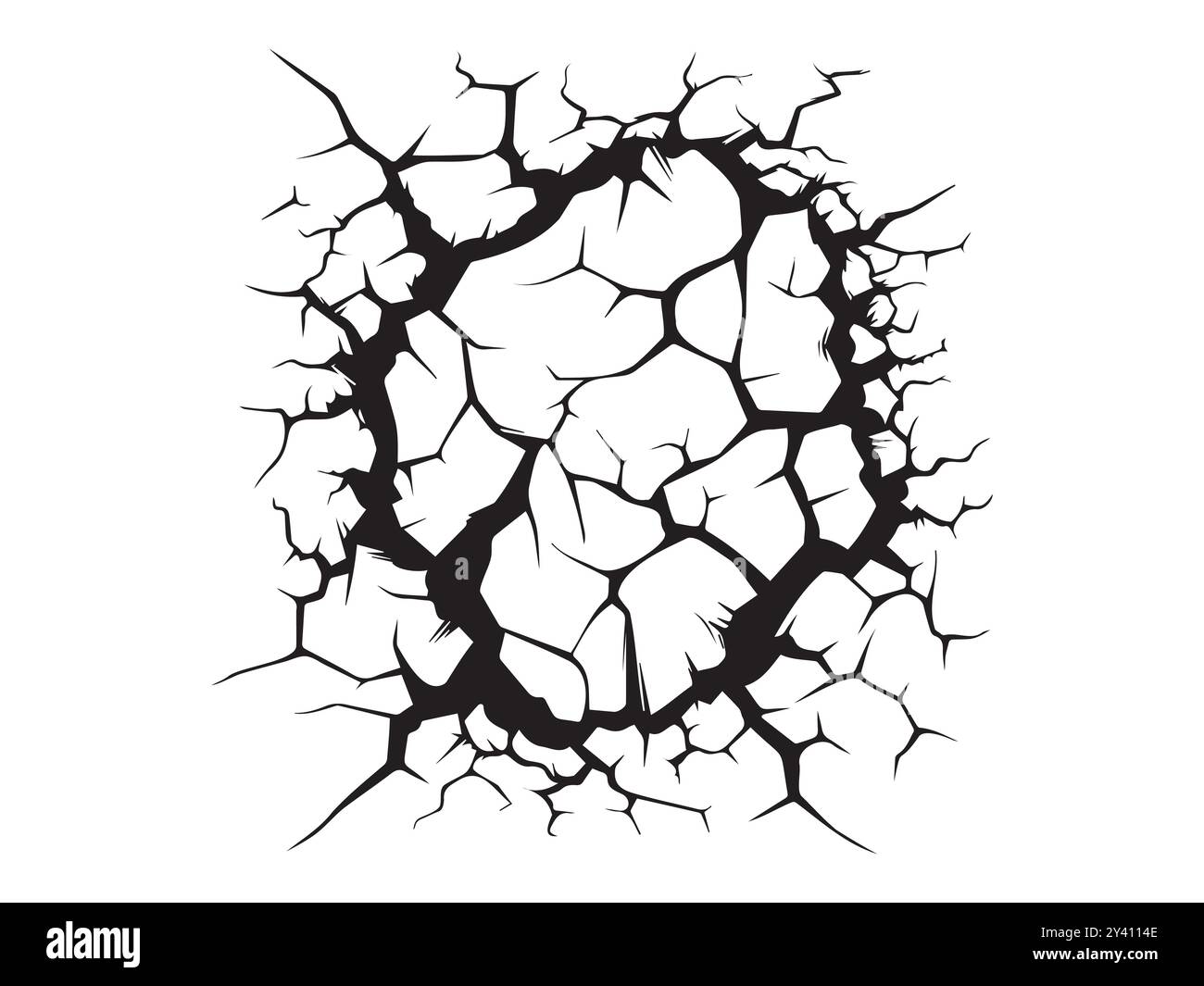Black silhouette of a crack isolated on a white background. Concept of ...