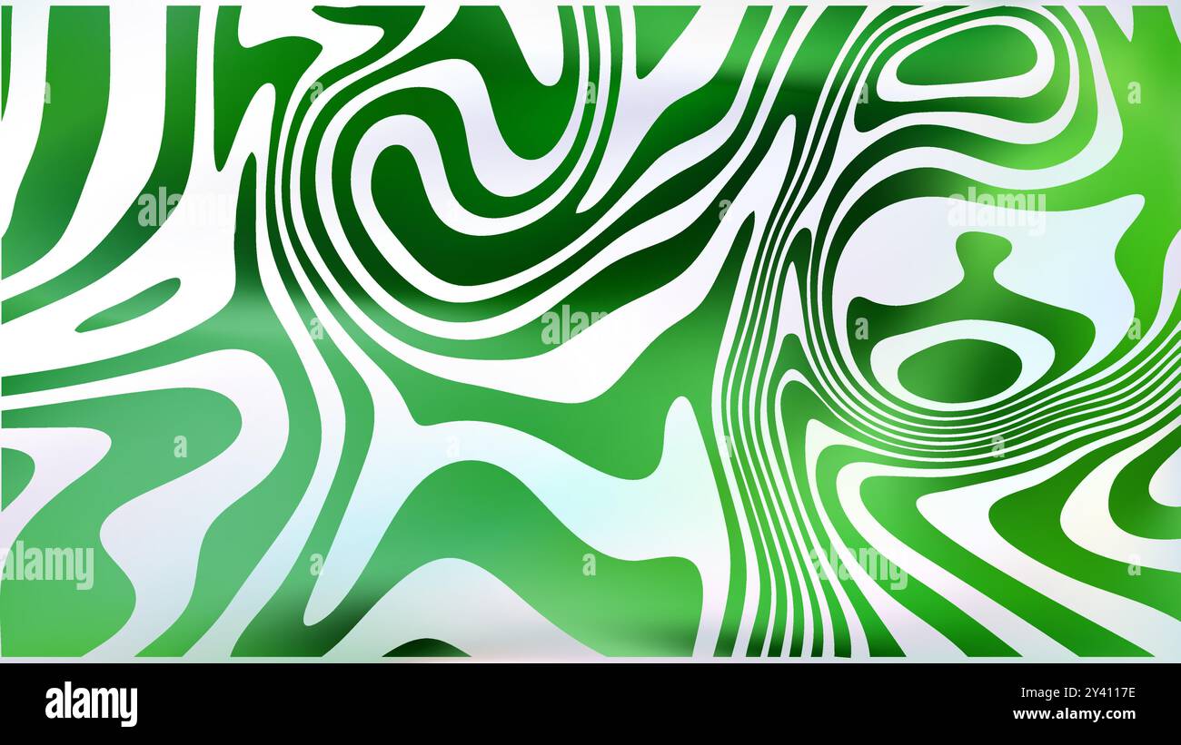 Abstract white green fluid swirl bg. Psychedelic groovy style Stock ...