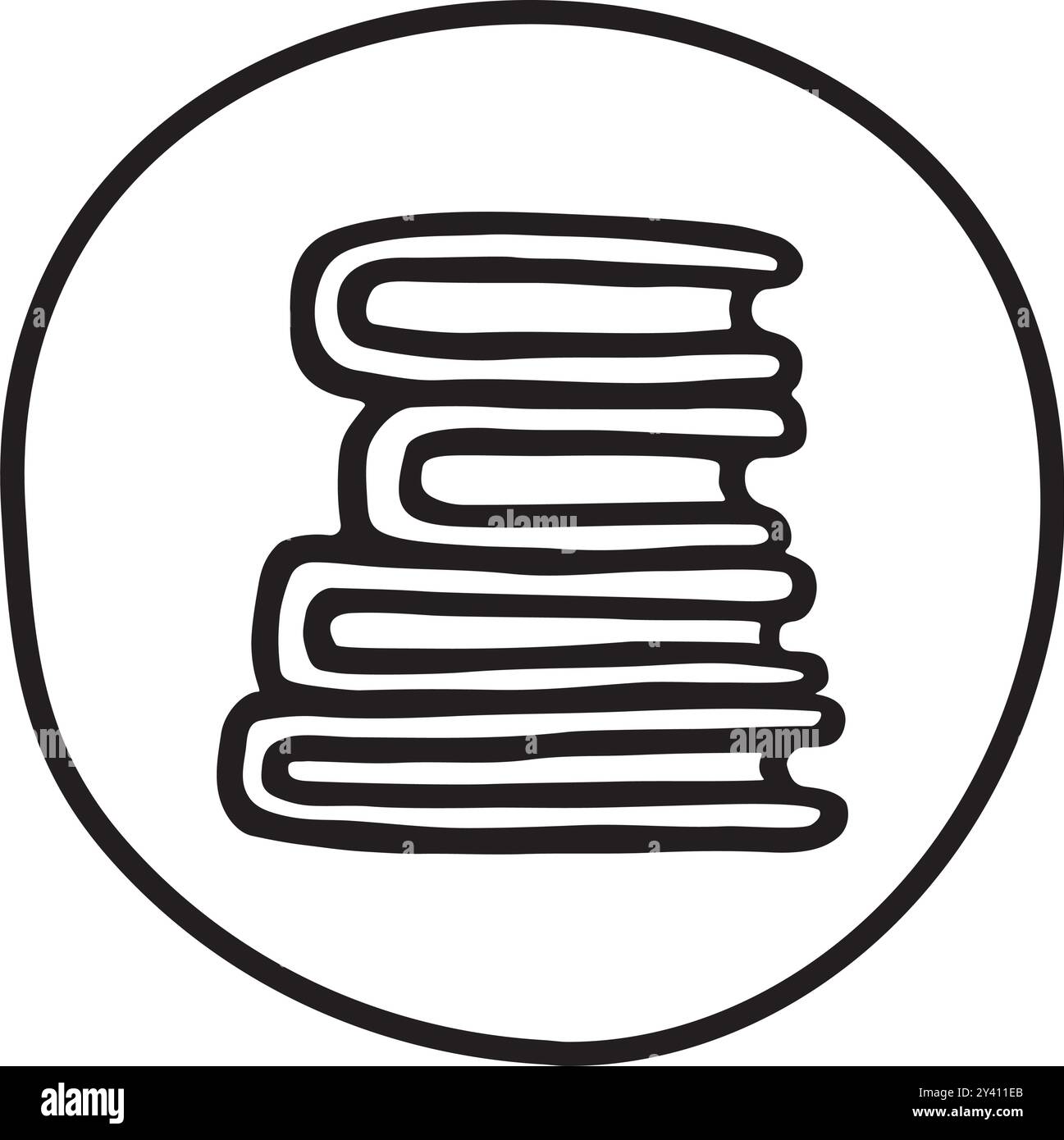 Doodle pile of books icon. Hand drawn book, journal or notebook symbol ...