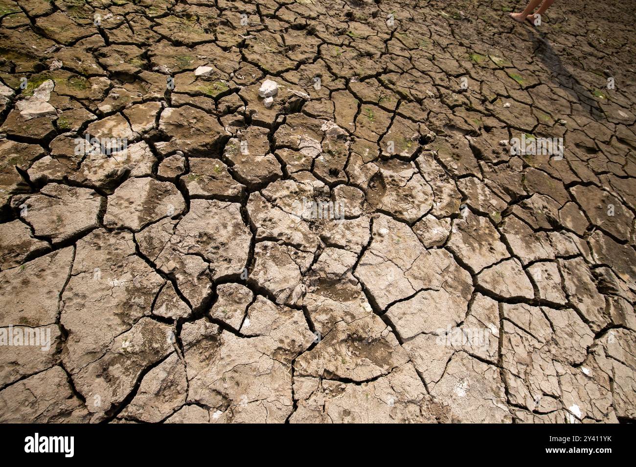 A dry lake is a waterless basin with a cracked, saline and dusty bed ...
