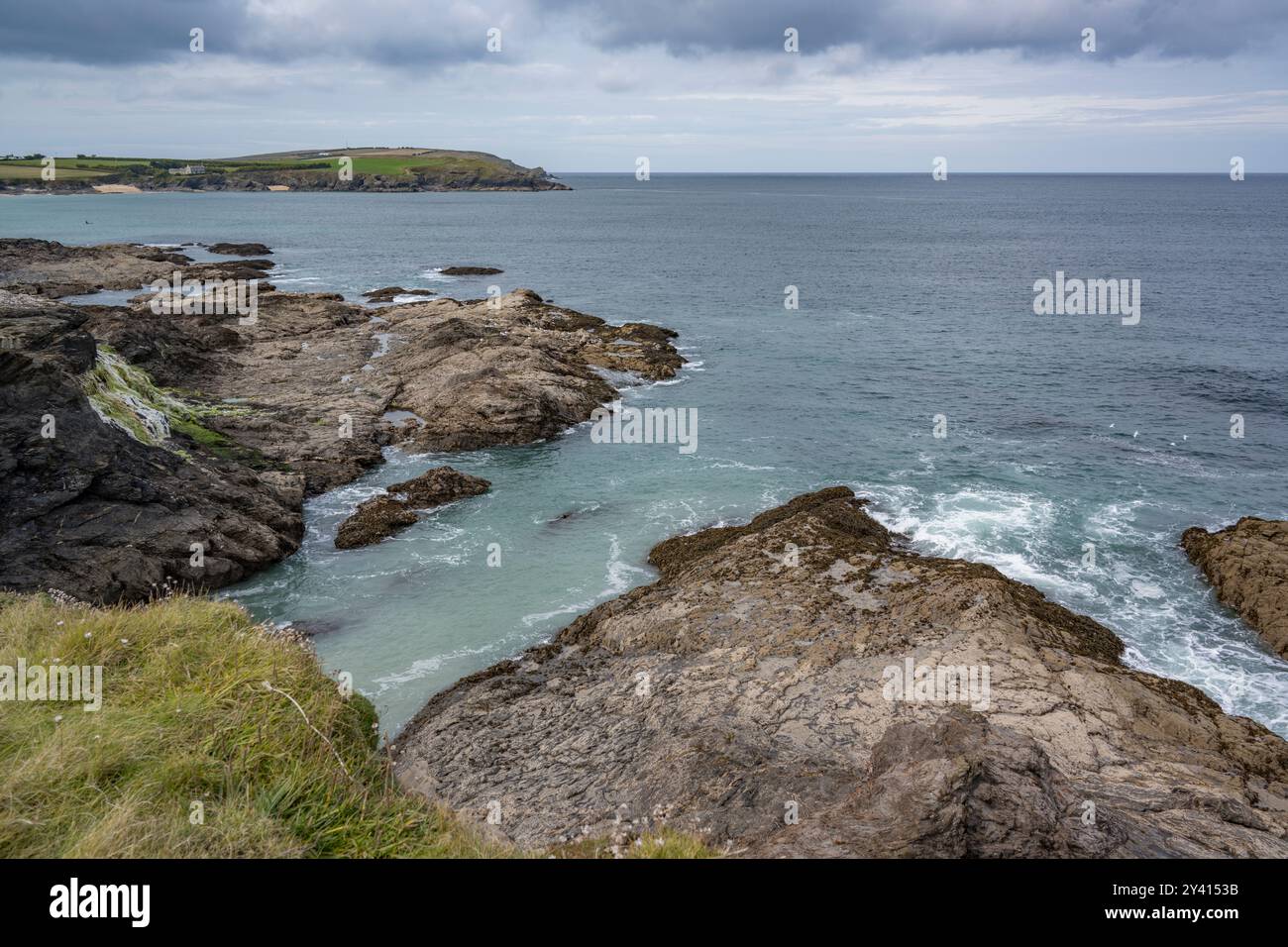 Newtrain bay view towards Harlyn bay Cornwall Stock Photo - Alamy