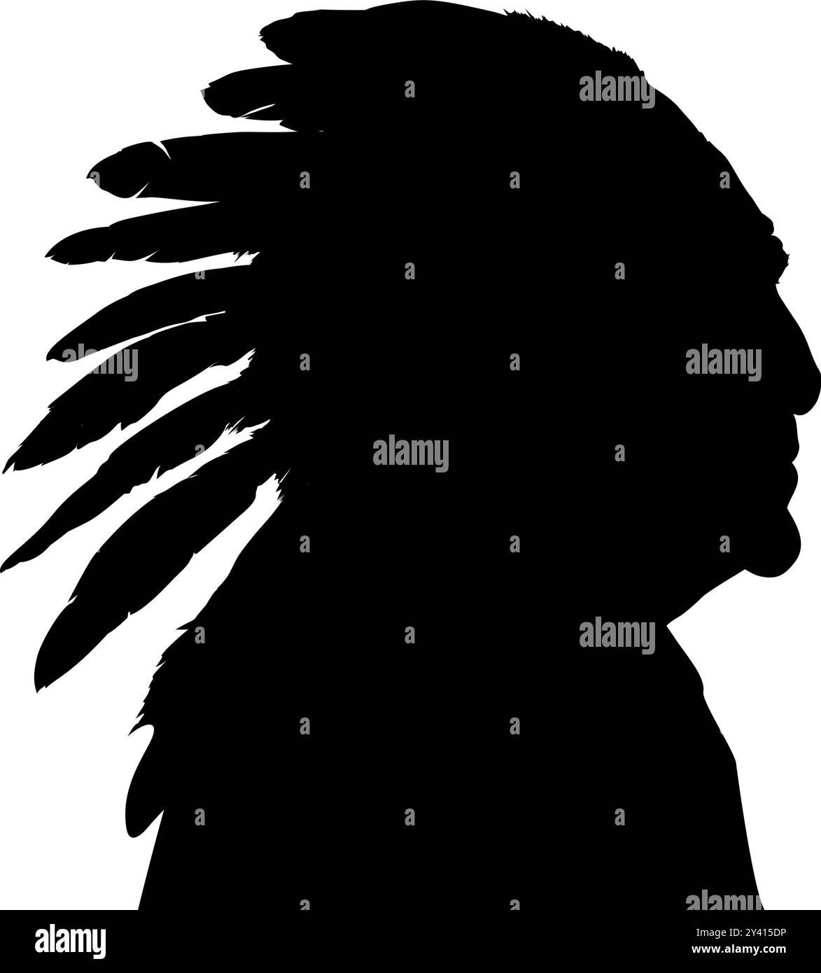 Silhouette of old Native American man in headdress Stock Vector Image ...