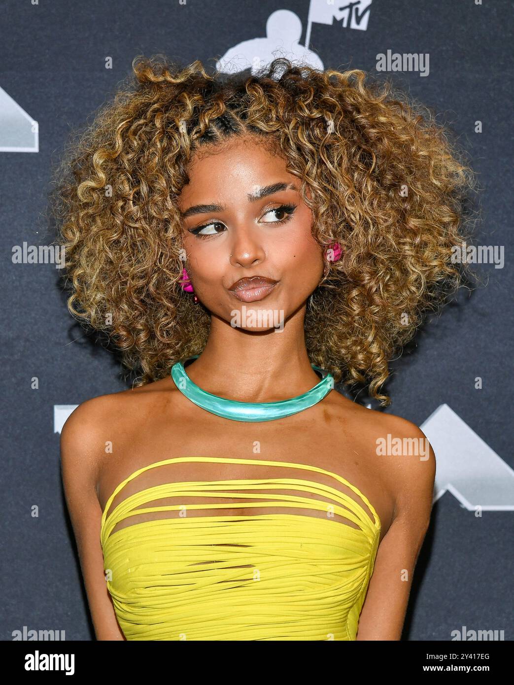 Tyla (Tyla Seethal), winner of the best afrobeats award for "Water," poses in the press room ...