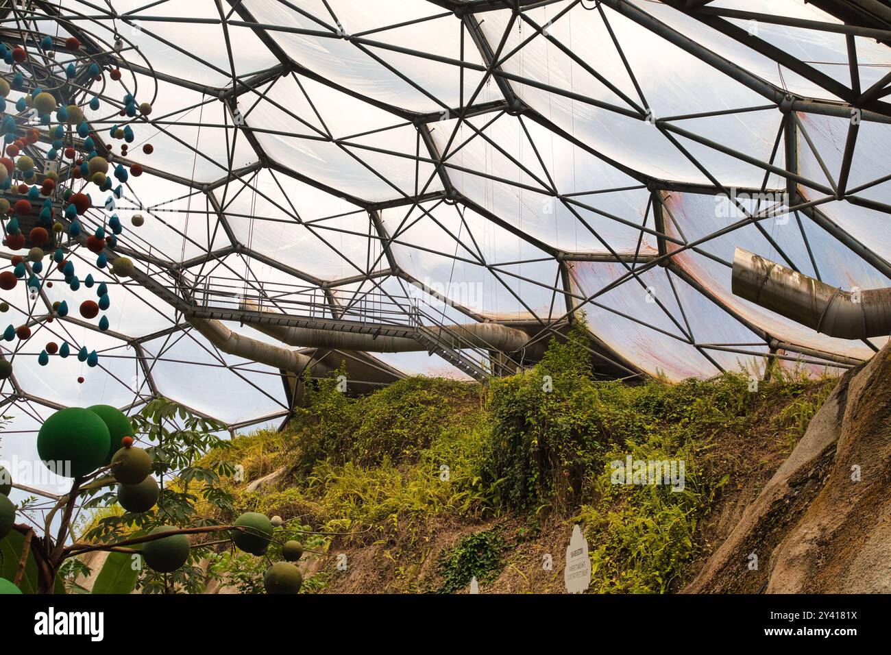 A view of a geodesic dome structure with a transparent roof, showcasing ...