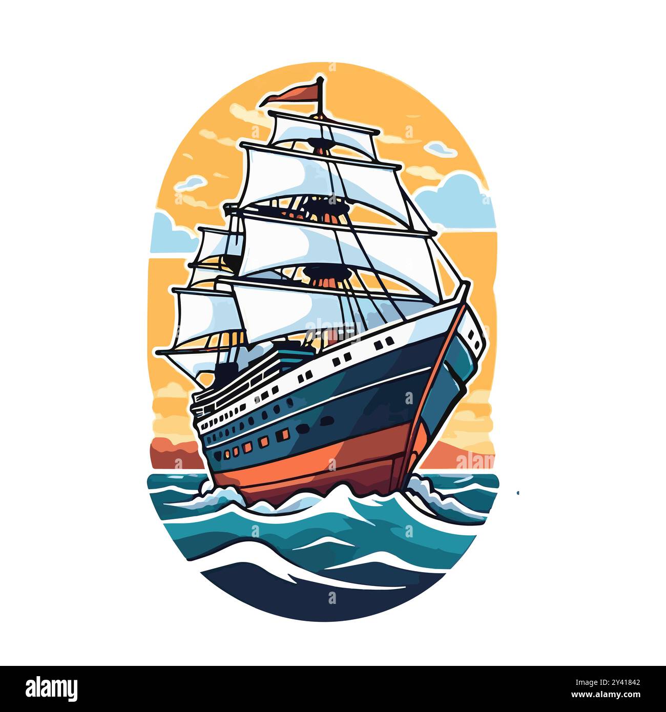 Sailing ship child drawing Stock Vector Images - Alamy