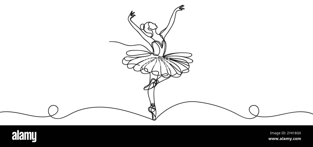 Woman ballet dancer continuous one line drawing Stock Vector Image ...