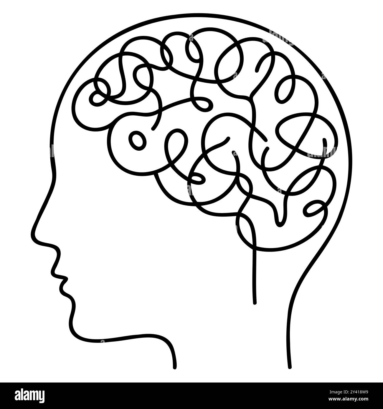 Continuous one line drawing of human brain. Hand drawn minimalism style ...