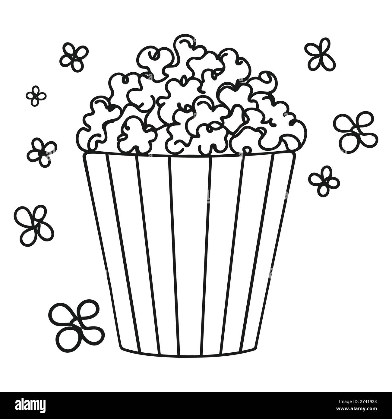 Popcorn in a cup continuous one line drawing Stock Vector Image & Art ...