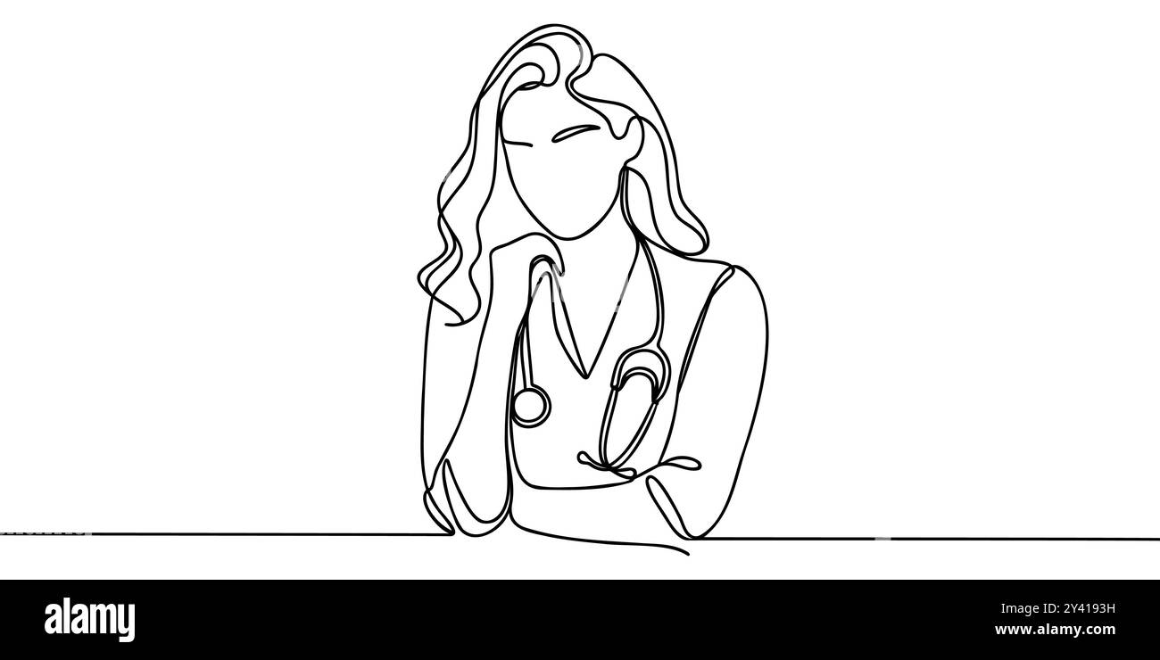 Single line drawing doctor with patient hi-res stock photography and ...