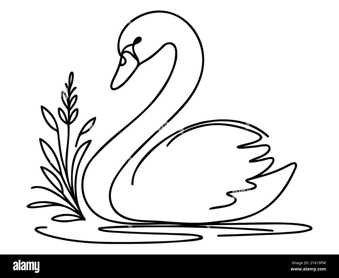 Continuous line drawing of swan bird Icon symbol Design Symbol Template ...