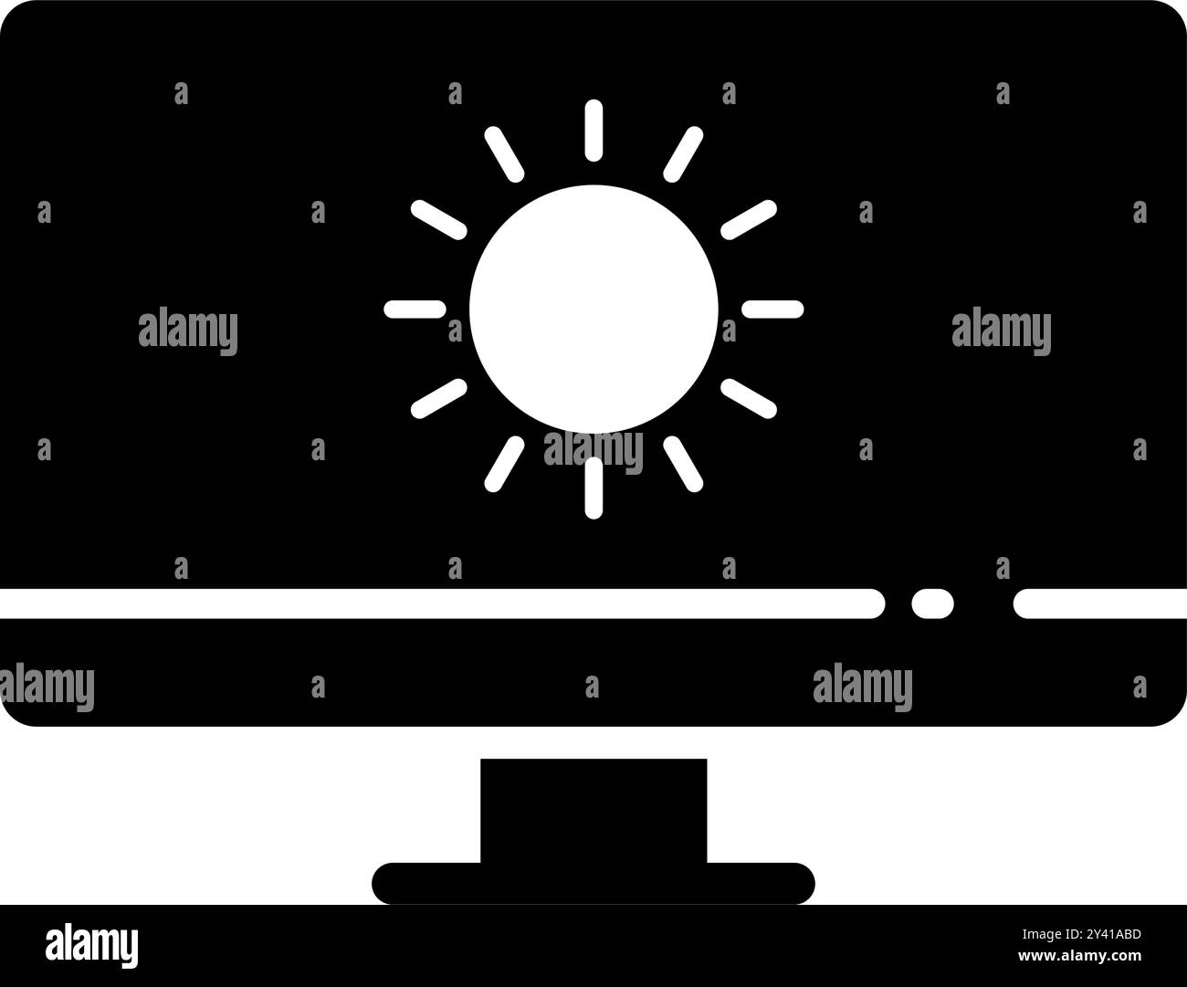 Monitor with sun screen setting - vector icon Stock Vector Image & Art ...