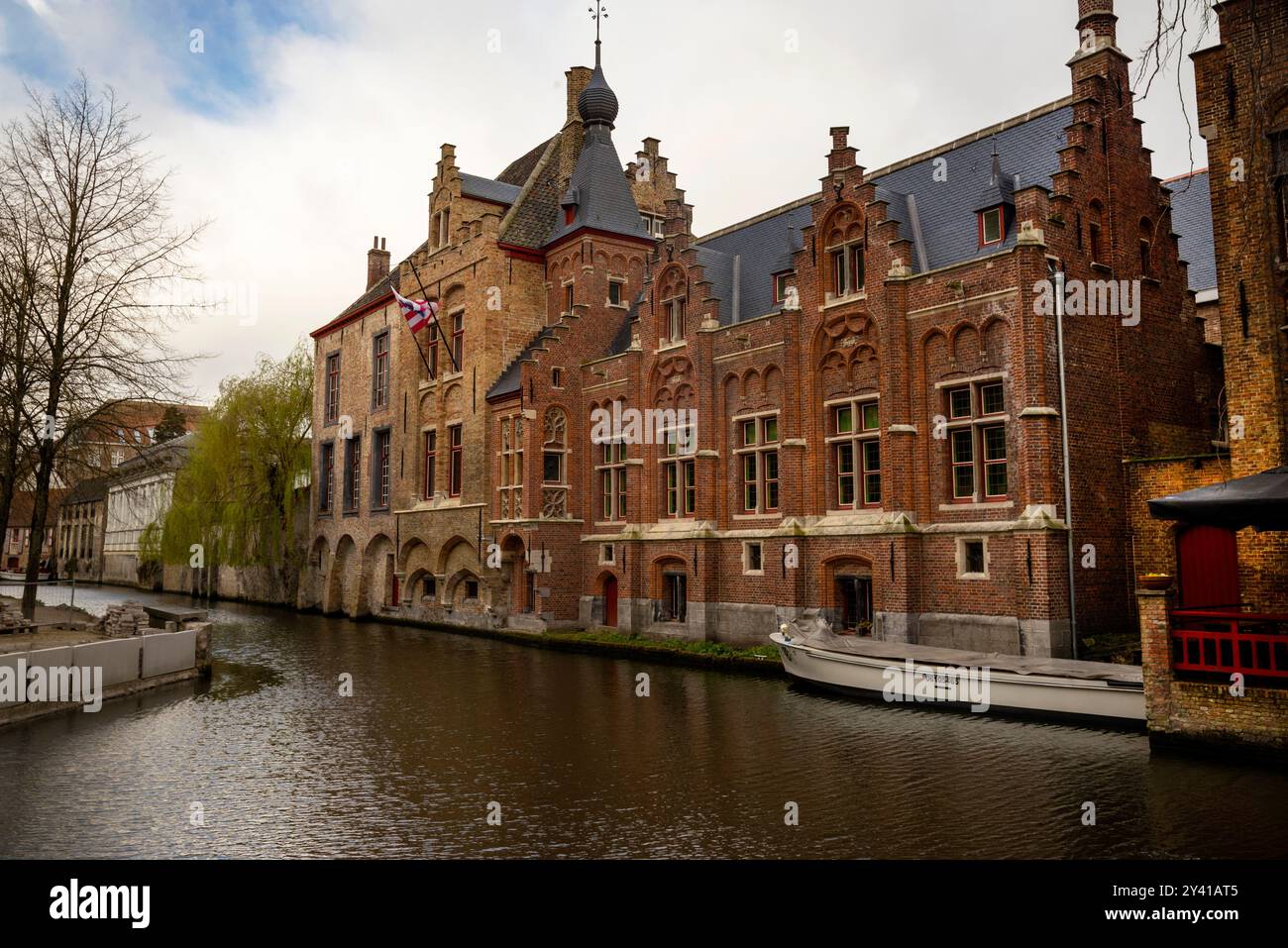 Flemish Renaissance Revival architecture on the canal in Bruges ...