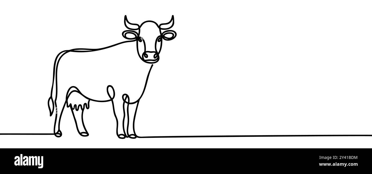 Continuous one line drawing dairy cow Stock Vector Image & Art - Alamy