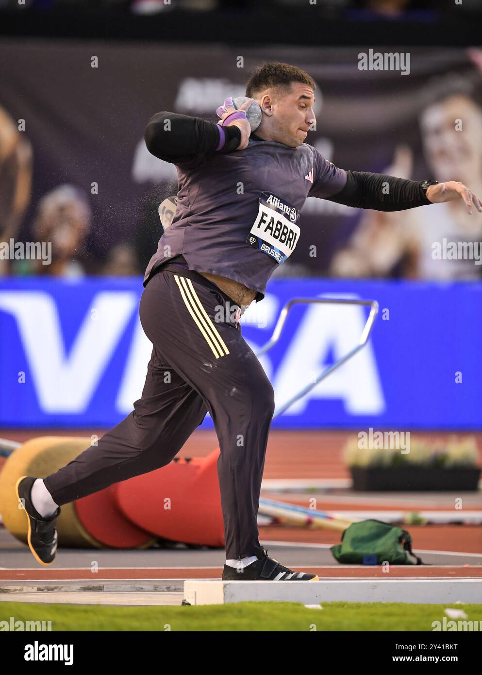Leonardo Fabbri of Italy competing in the men’s shot put at the ...