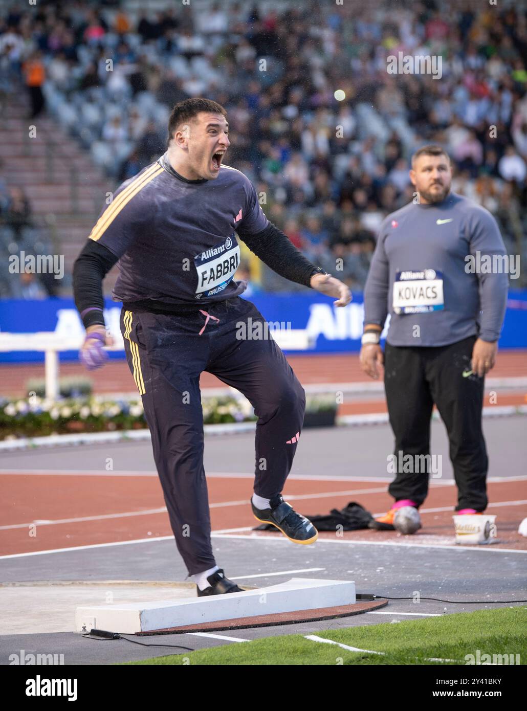 Leonardo Fabbri of Italy competing in the men’s shot put at the ...