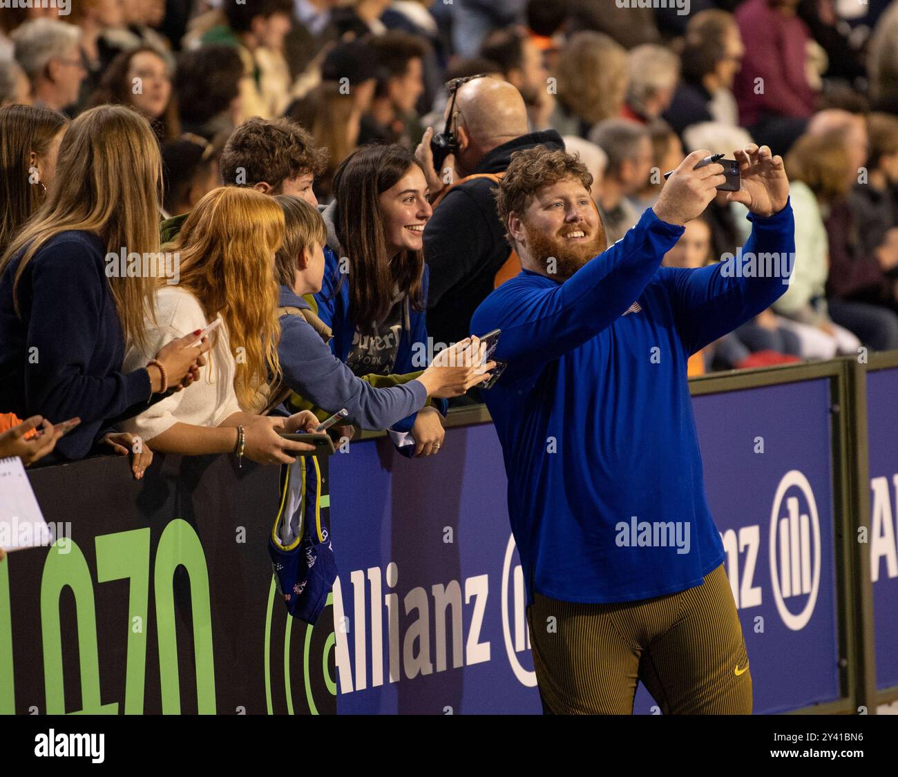 Ryan Crouser of the USA competing in the men’s shot put at the Memorial ...