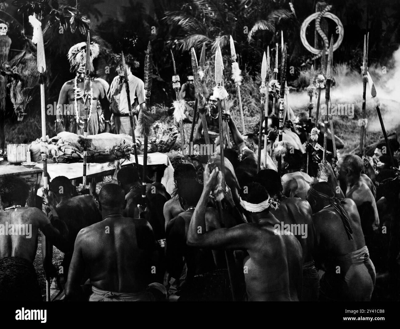 Tom Conway, Martin Wilkins, on-set of the film, "Voodoo Woman ...